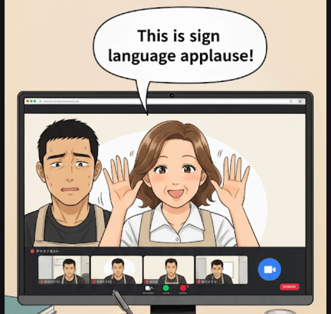 「Zoom研修が突然コントに!? 母さん講師×TETSU友情出演で爆笑の拍手手話編🤣」｜産業ケアマネ宮城