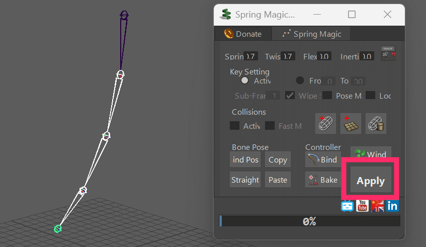 Mayaの無料揺れものツール「SpringMagic」の基本操作【私的備忘録】｜🦆🦌🟥🟧🟨⬜