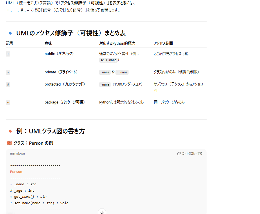 Python プロパティ属性 チートシート 📋とアクセス修飾子備忘録いろいろ 可視性UML｜YUKIKO@BI＆AIを極めたい（転職活動中スカウト歓迎）