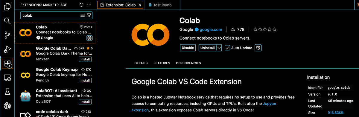 VSCodeにColab公式エクステンション来た｜jniimi