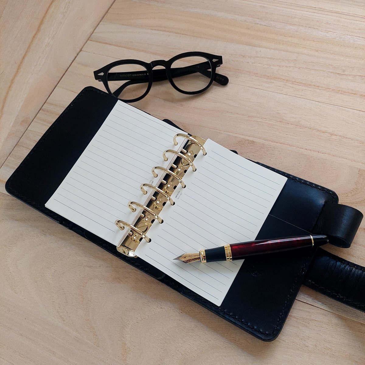 システム手帳 mini6 Black × Black ｜M'sLeather_Sakamaki