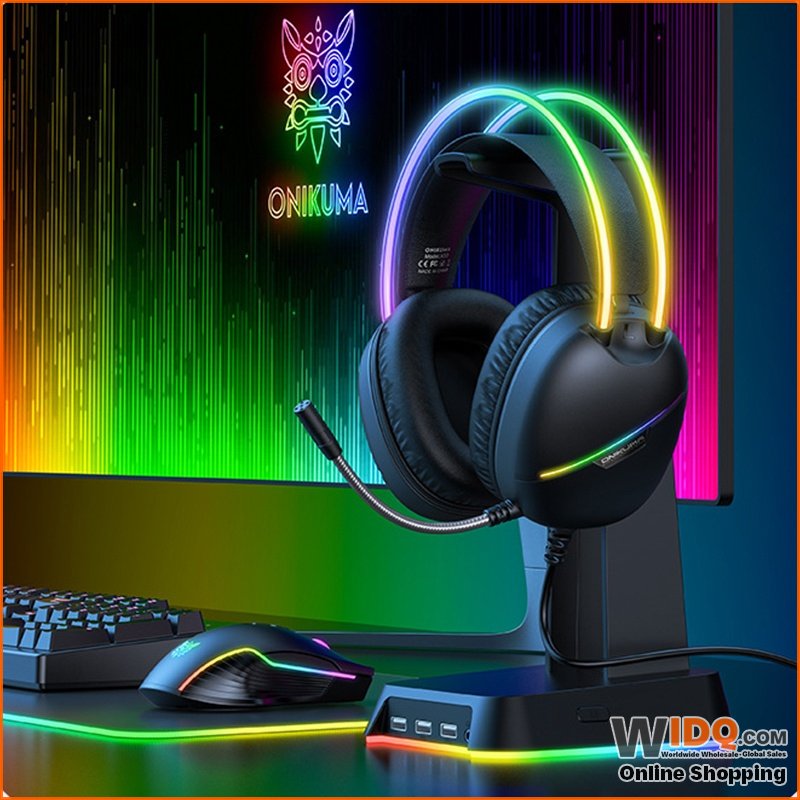 🎧 ONIKUMA X33 RGB ゲーミングヘッドセット | Type-C 有線 | 50mm サラウンドサウンド 🌈｜WIDQ