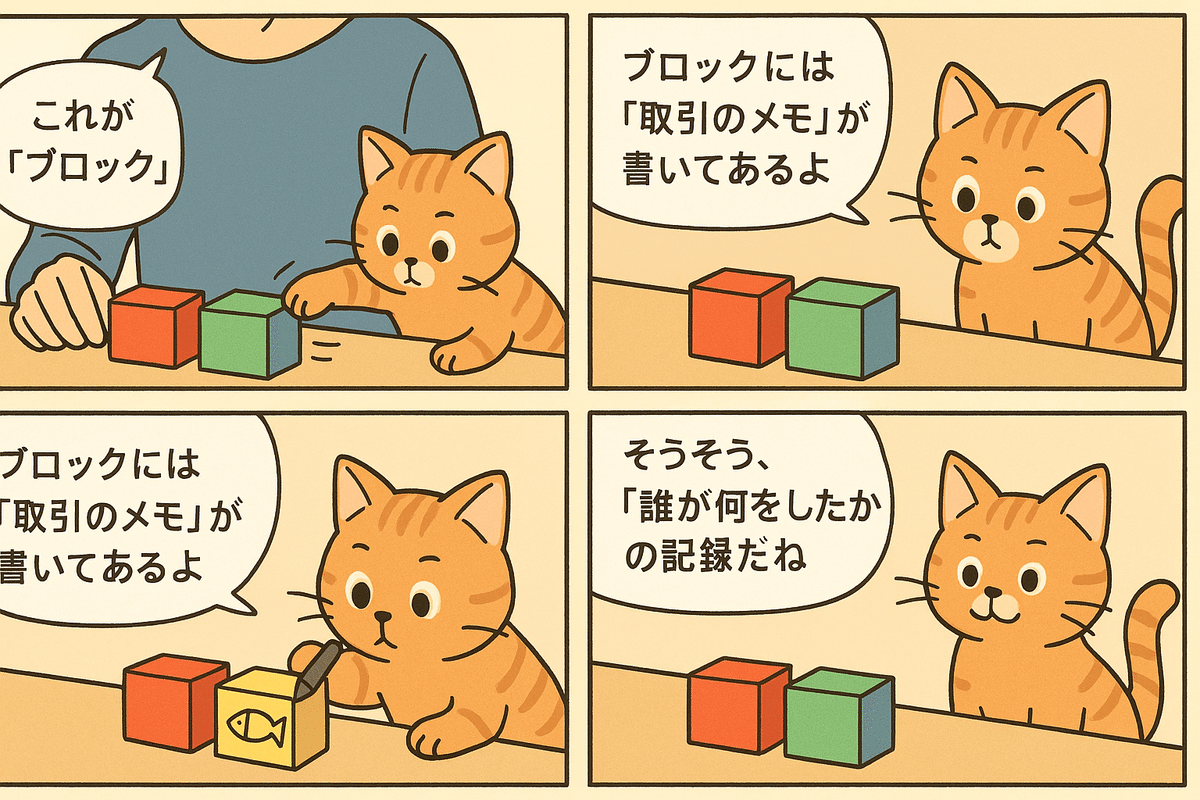 子猫のミーちゃんブロックチェーンを理解する？：漫画で解説｜tamo-yan