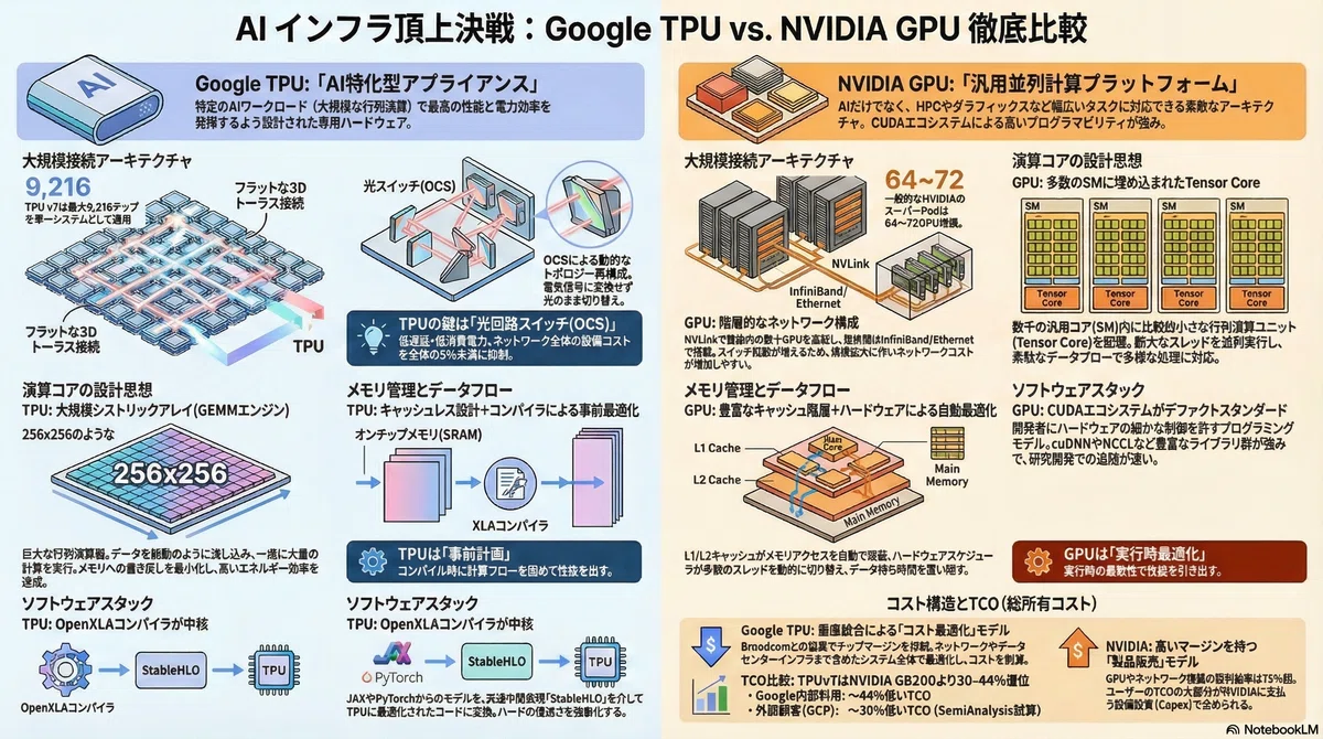 Google TPU vs NVIDIA GPU: アーキテクチャとシステム設計の徹底比較｜黒池璦・くろいけあい / 七種姫夜夢・さいくさきよむ
