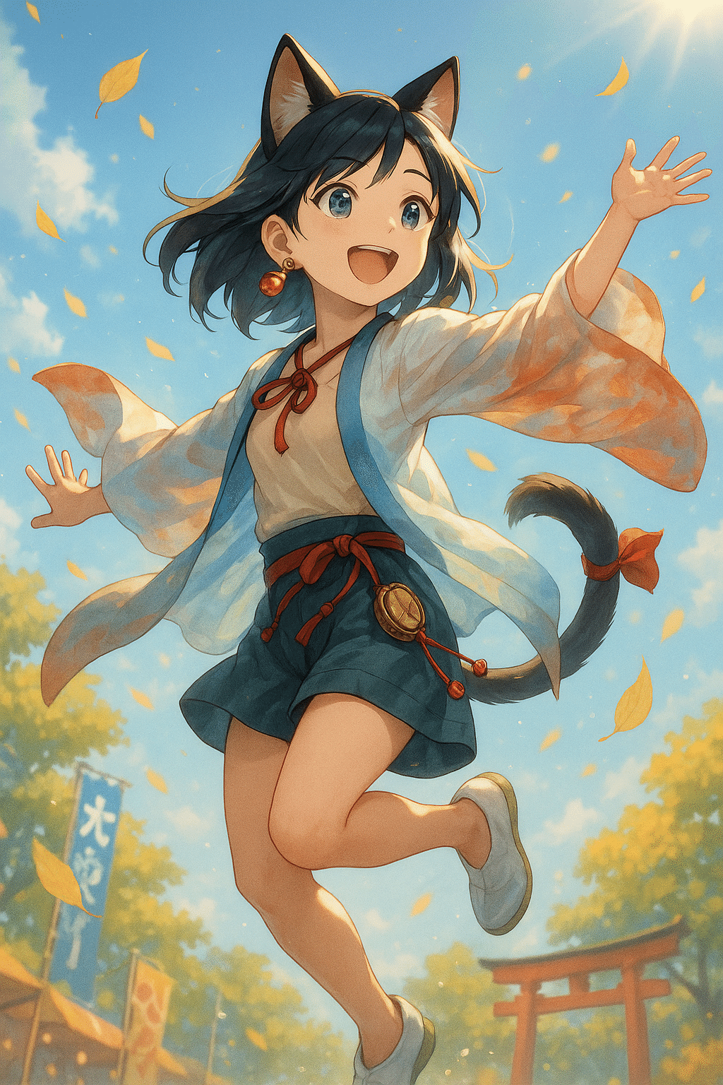 『Café Nene & Momo ―香りと音の物語―』秋のねね、もも、ここのイラスト｜アネス