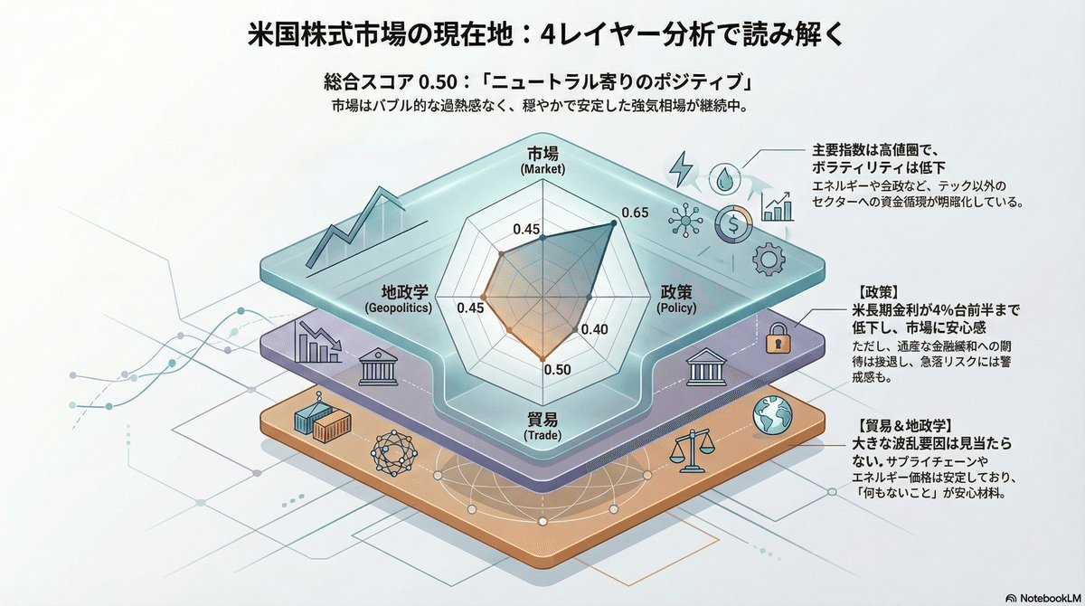 米国株式市場（S&P500, Nasdaq100)はどうだった？ 【動画スライド4レイヤー分析】｜Deep Policy Tech