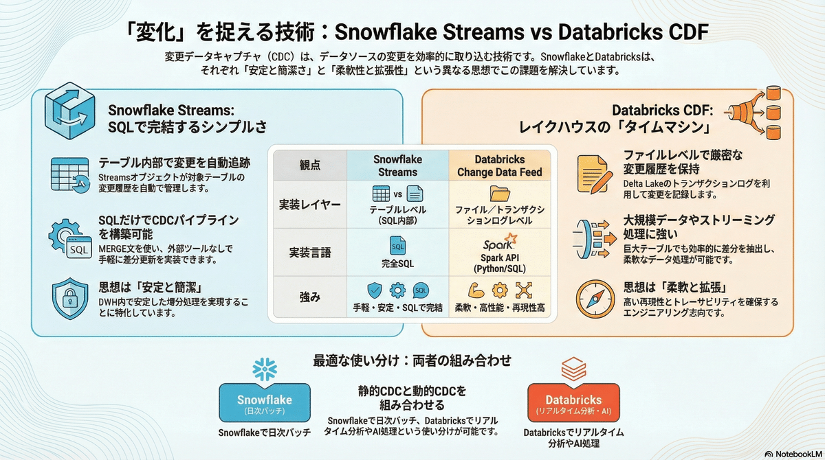 ⚡Snowflake × Databricks⚡ CDC／Change Data Feed／Snowflake Streamsの比較｜Mellow Launch