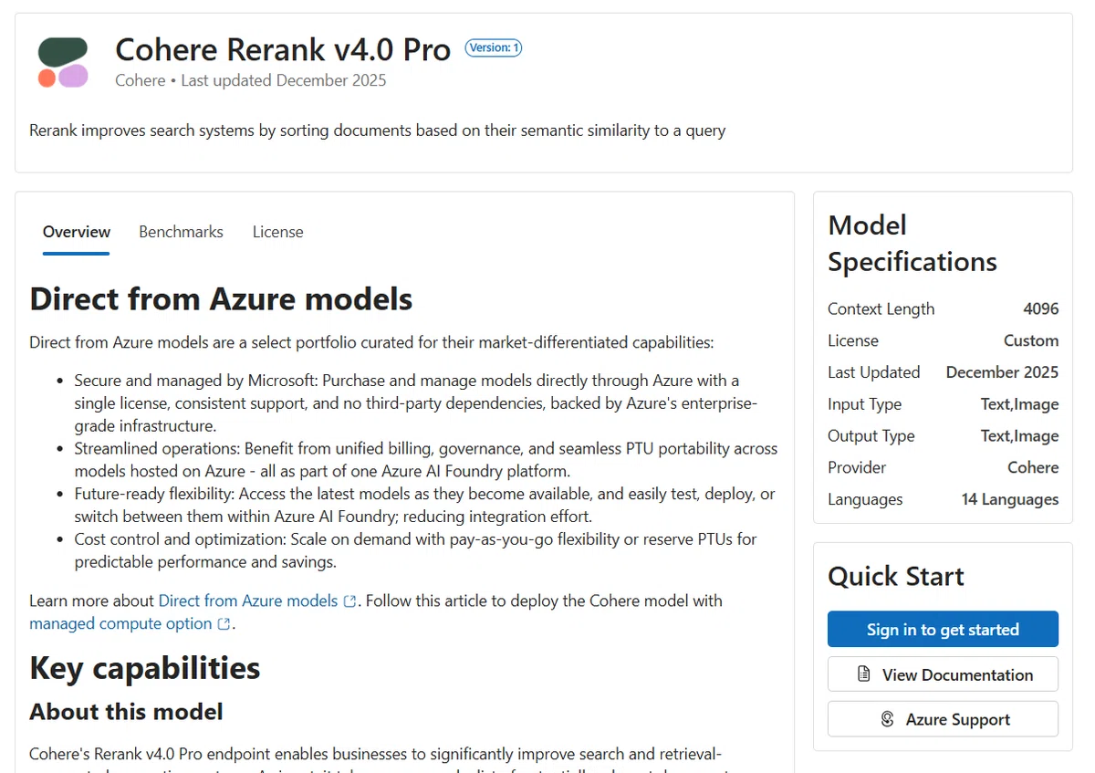 Microsoft Foundry:Cohere Rerank 4.0 利用可能に｜daka | Microsoft | AI