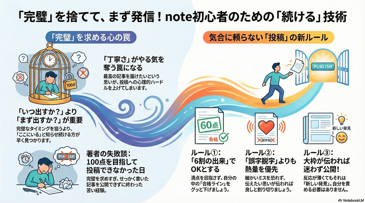 投稿時間は気にしなくてOK！note初心者が「今すぐ」公開ボタンを押すべき理由｜エイト｜実績ゼロからのnote戦略。凡人の「0→1」攻略