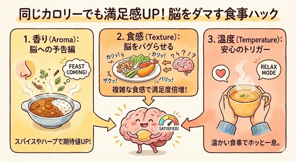 「食べた気がしない」夜にサヨナラ。脳をダマして満足度を2倍にする”合法的な”食事ハック｜ゆーてー