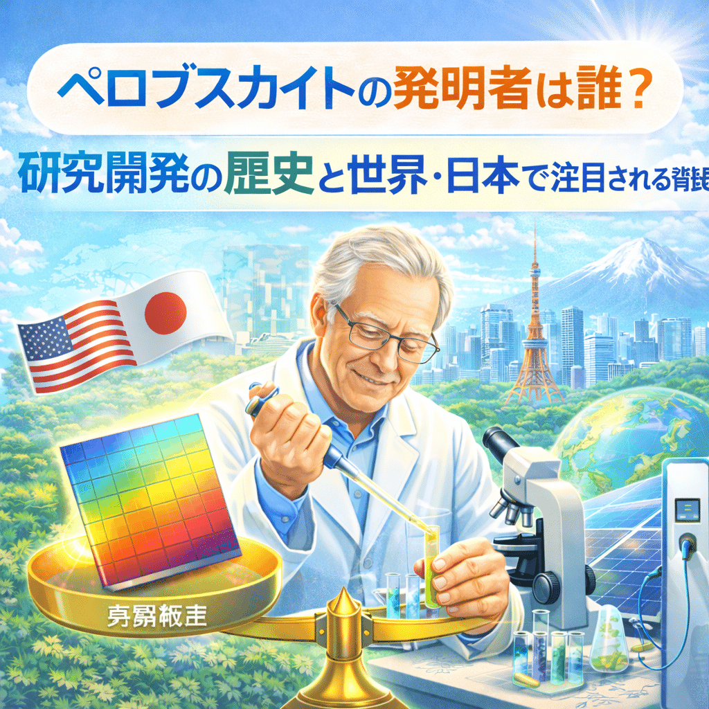 ペロブスカイトの発明者は誰？研究開発の歴史と世界・日本で注目される背景｜hata hajime