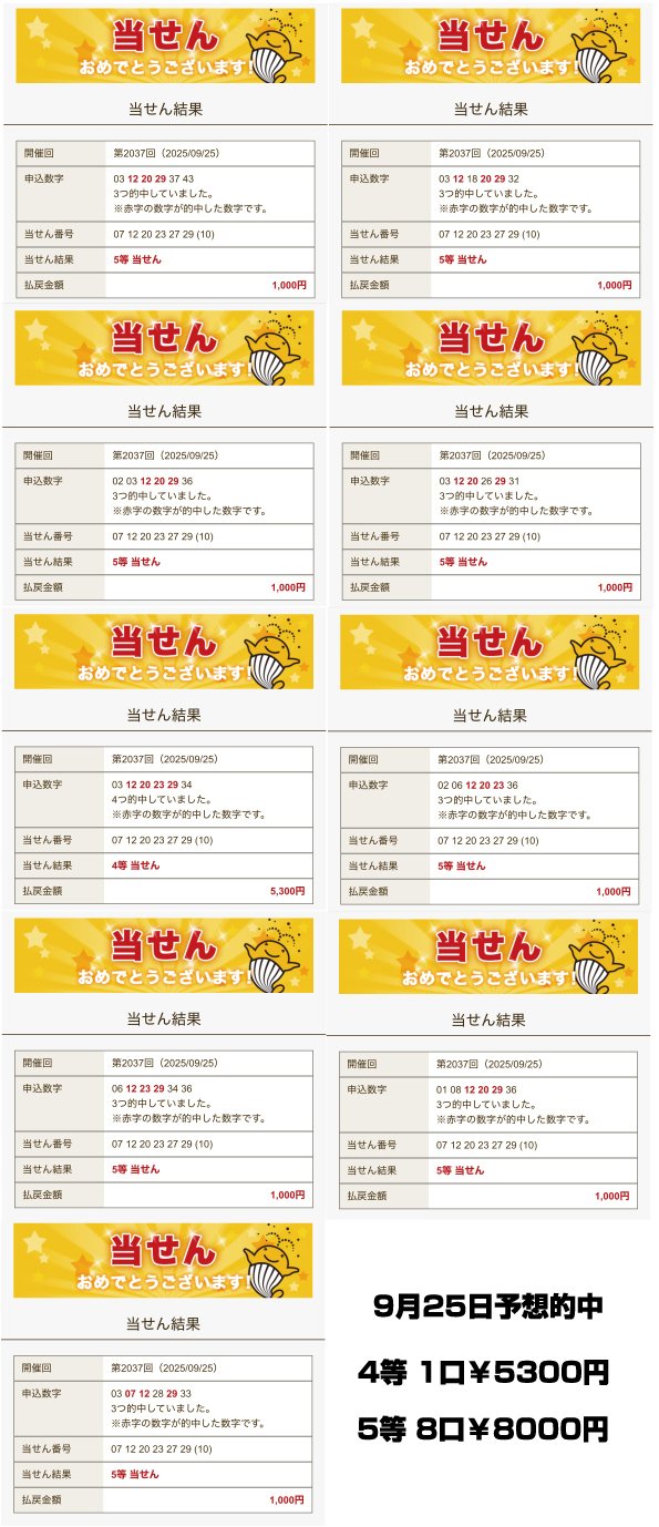 🔮 2026年1月16日（金） ロト7予想（安倍晴明式）10通り。｜ya*ma*shi*n*mo*to*go