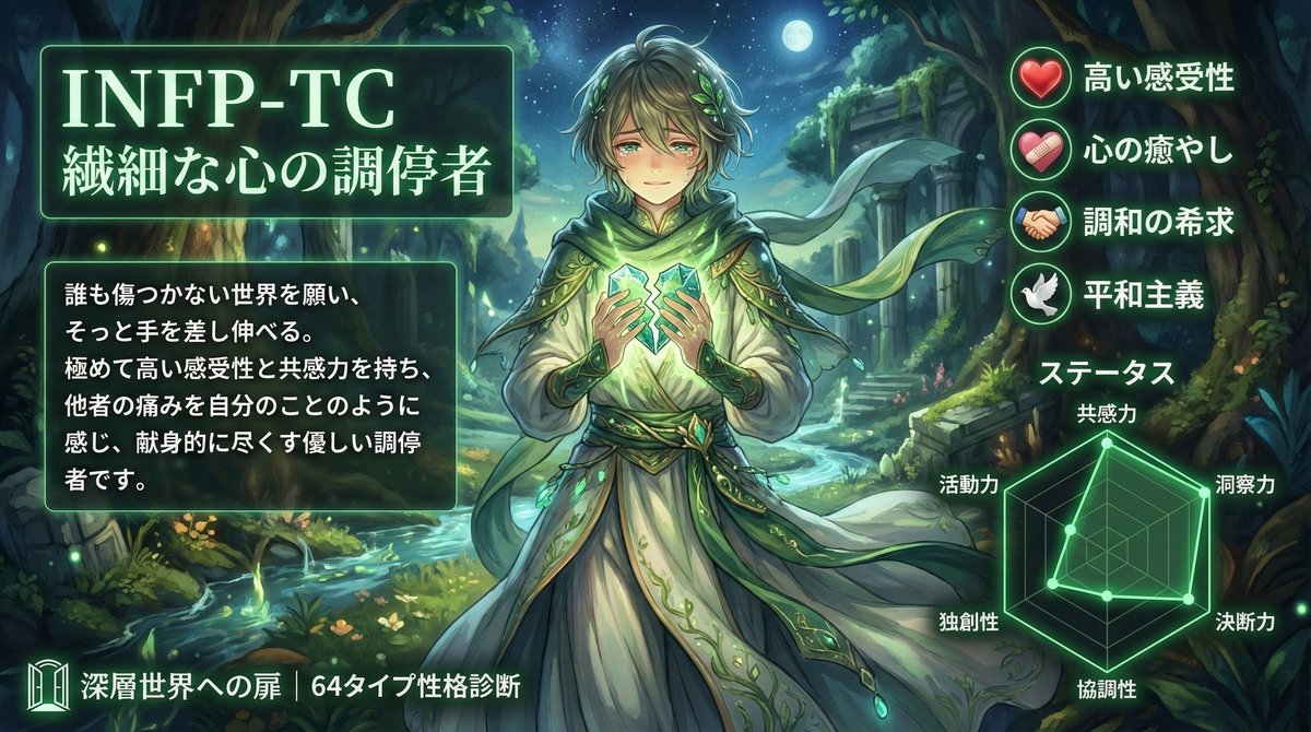 INFP-TCと他のタイプとの相性を調べてみた｜ちいかワイ 擬態ISFJ 30代 男性
