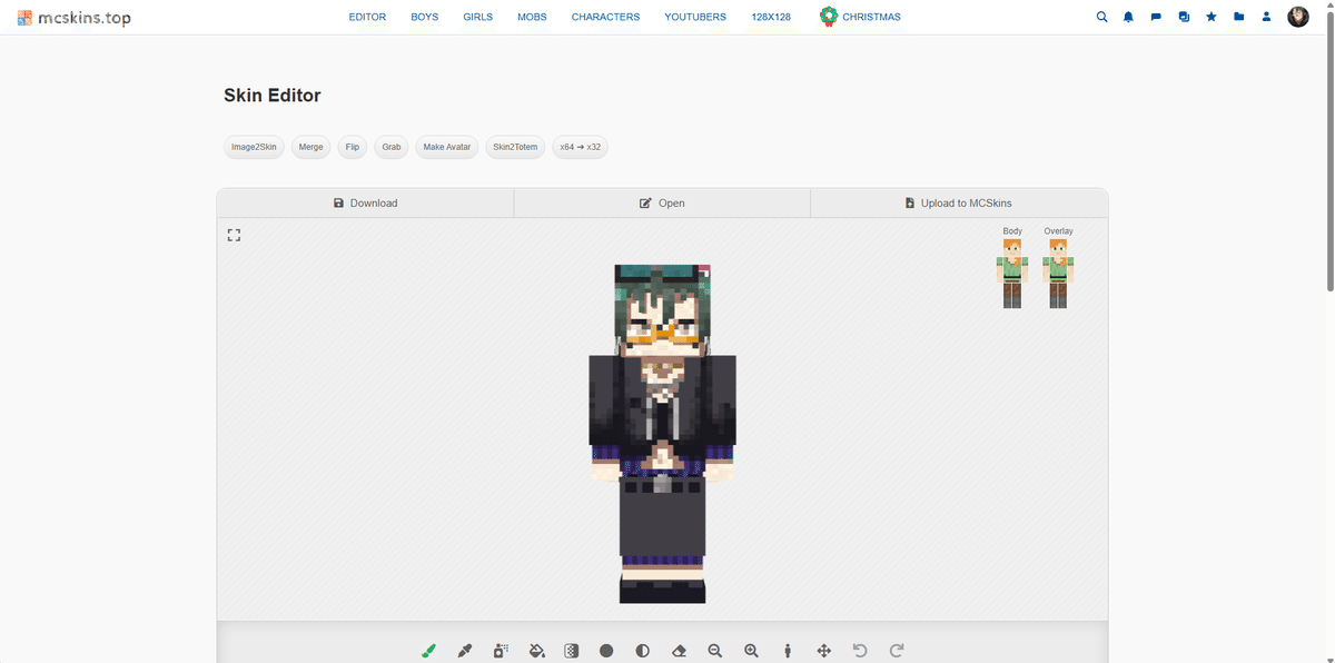 マインクラフトでスキンを作る方法＆128×128以上のスキンに変える方法｜狛犬