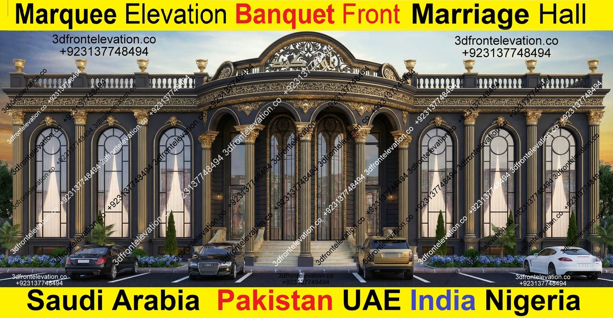 Marquee Elevation , Banquet Hall Front Design, Marriage Hall Exterior ...