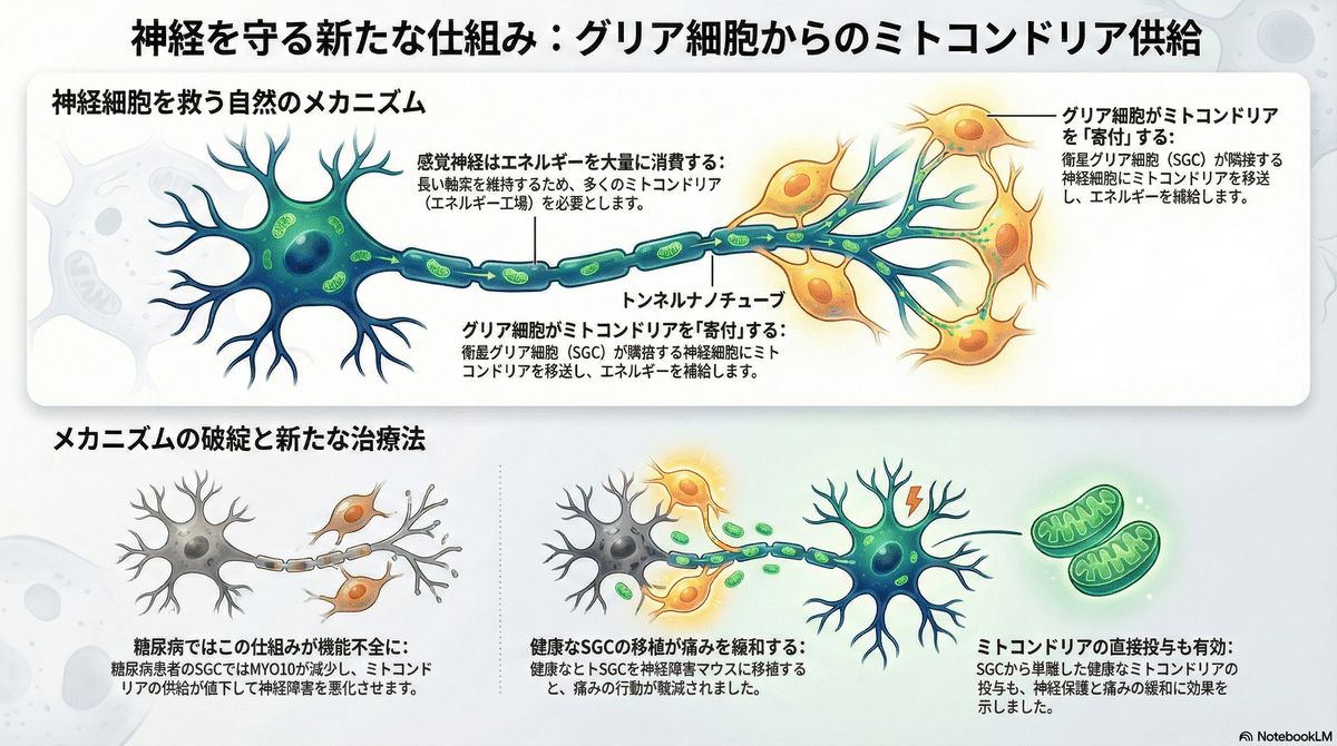 エネルギー供給網の破綻こそが痛みの正体!; 糖尿病や化学療法による末梢神経障害機序：背根神経節（DRG）感覚神経ニューロンとそれを包む ...