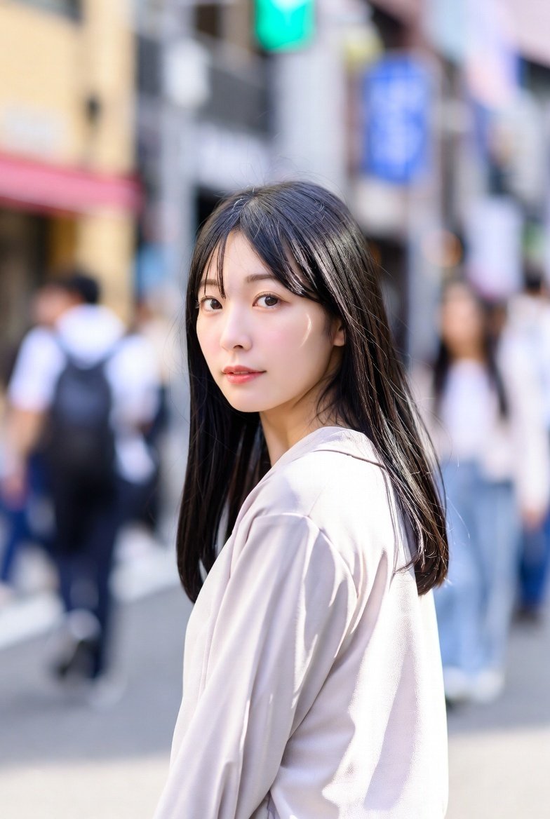 街を歩く東アジア人女性 | Grok Imagine｜Masaki