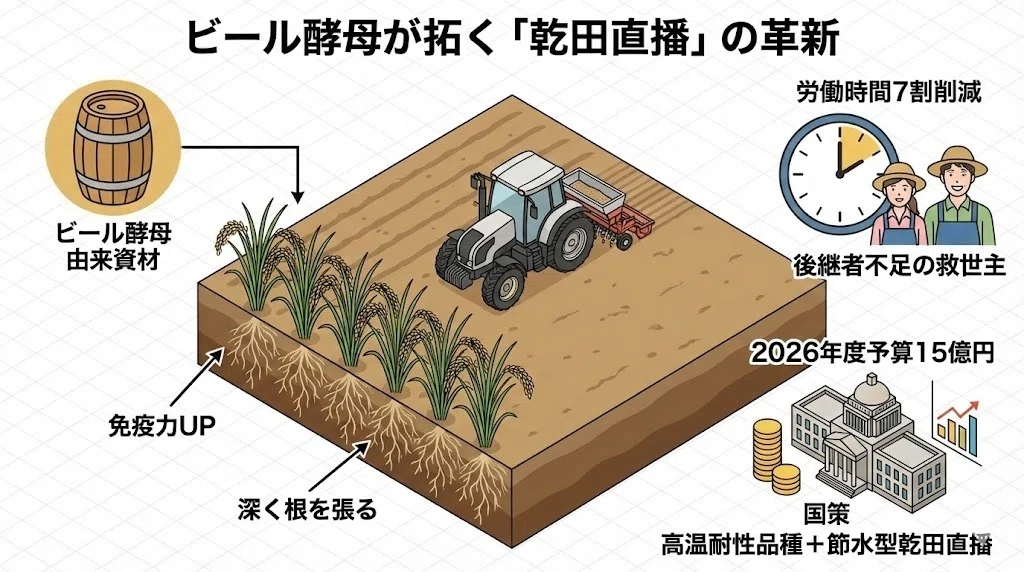 ビール酵母が日本の稲作を変える！？ 米を乾いた土で育てる乾田直播と水田消失｜フリーランスエンジニア 阿修羅ワークス 5716