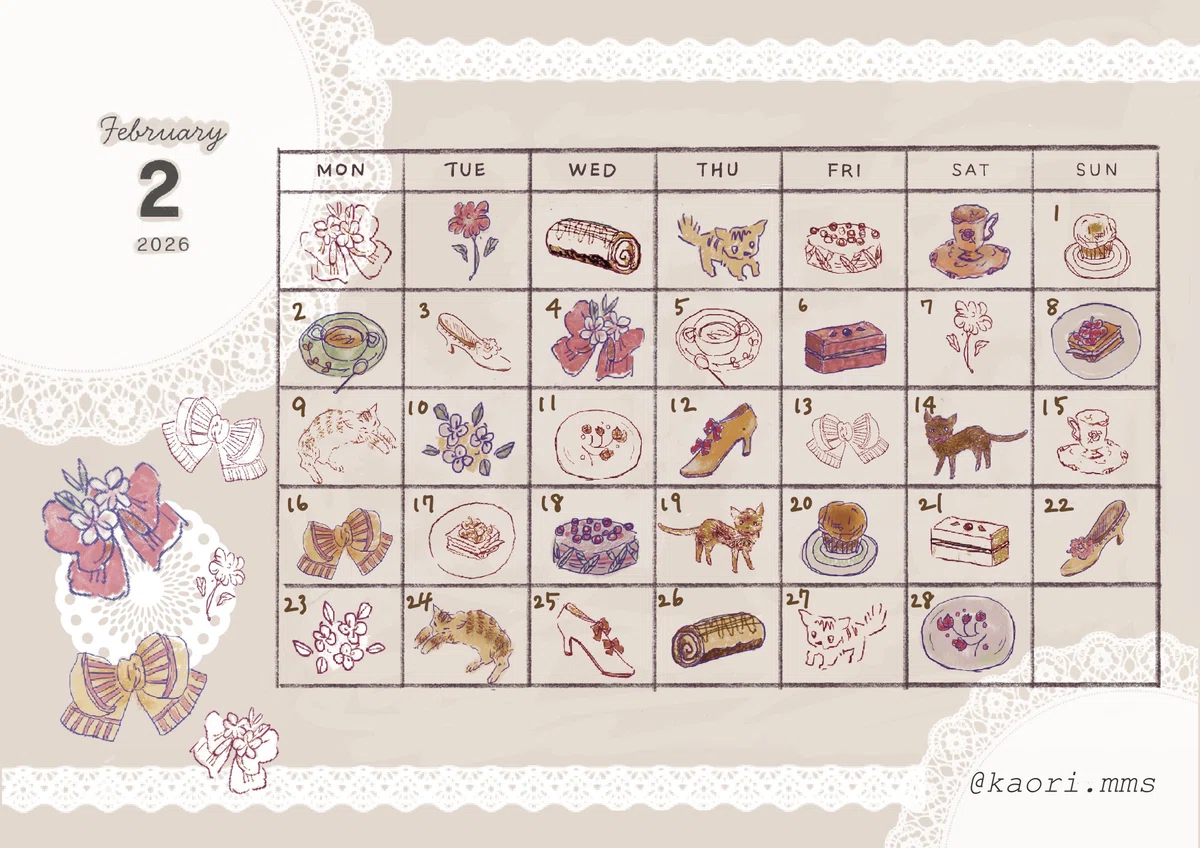 [Free Distribution] February 2026 Date Sheet: "Planner Materials with a ...