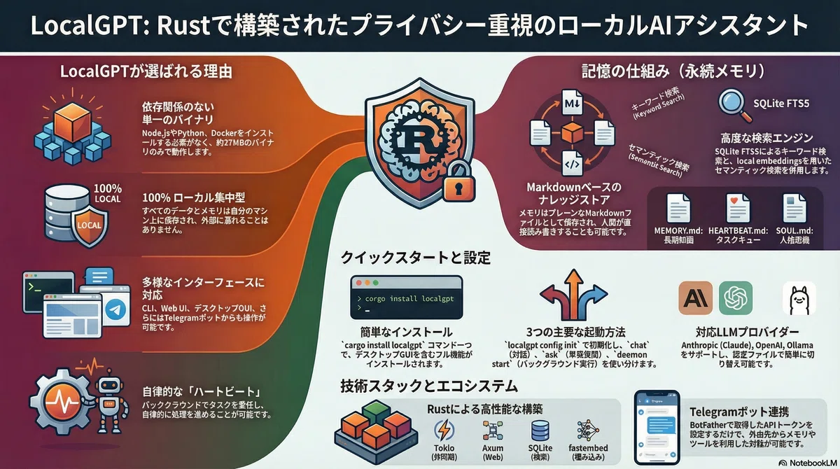 LocalGPT：面白そうなリポジトリ発見っ！ローカルデバイス実行特化の約27MBのAIアシスタント！Rustだからセキュリティも良さげ ...