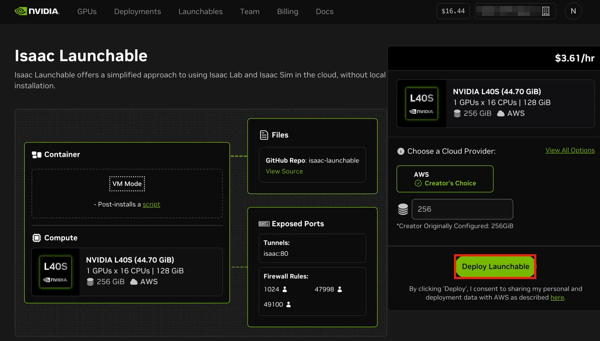 NVIDIA Brev で Isaac Lib x Isaac Sim を試す｜npaka