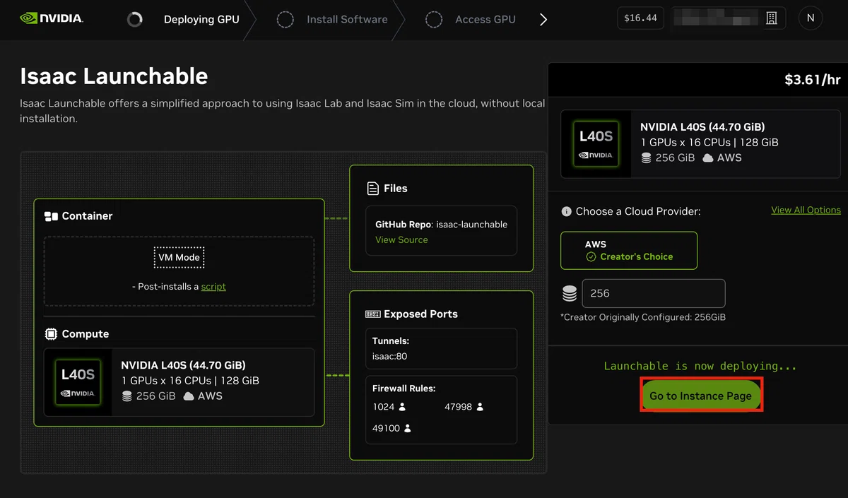 NVIDIA Brev で Isaac Lib x Isaac Sim を試す｜npaka