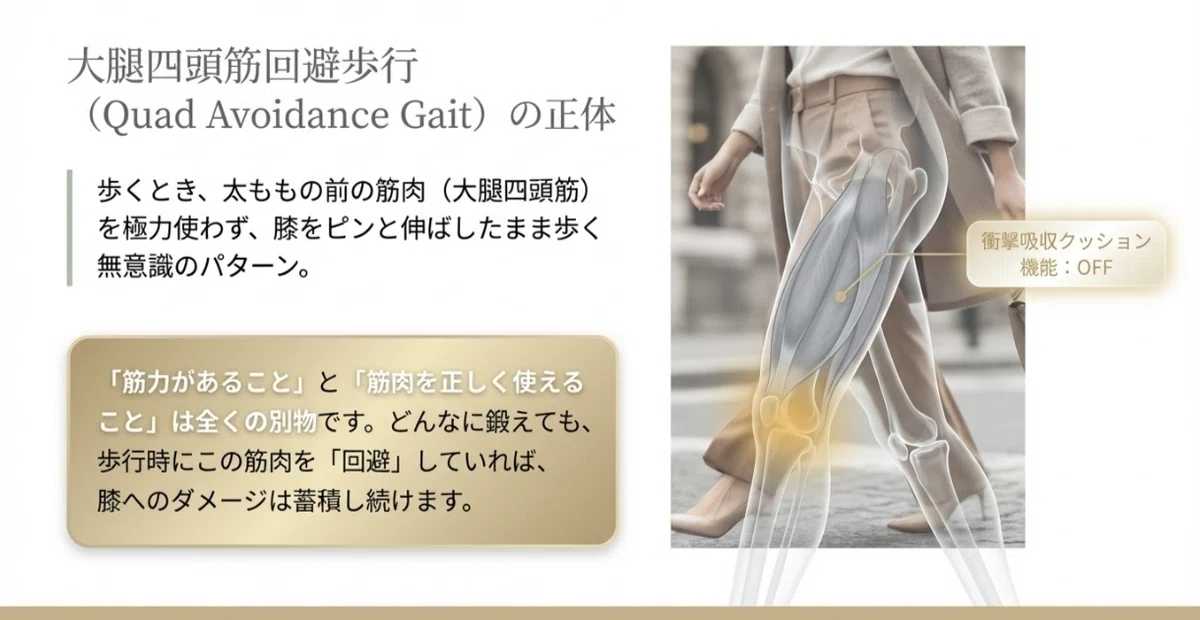 膝の寿命を縮める「歩き方のクセ」とは？大腿四頭筋回避歩行（Quad avoidance gait）を克服して一生歩ける体を作るコツ｜Kenji ...