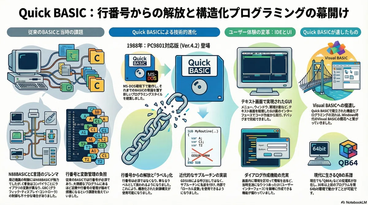 Quick BASIC - テキスト画面でGUIを作れた構造化BASIC｜kzn