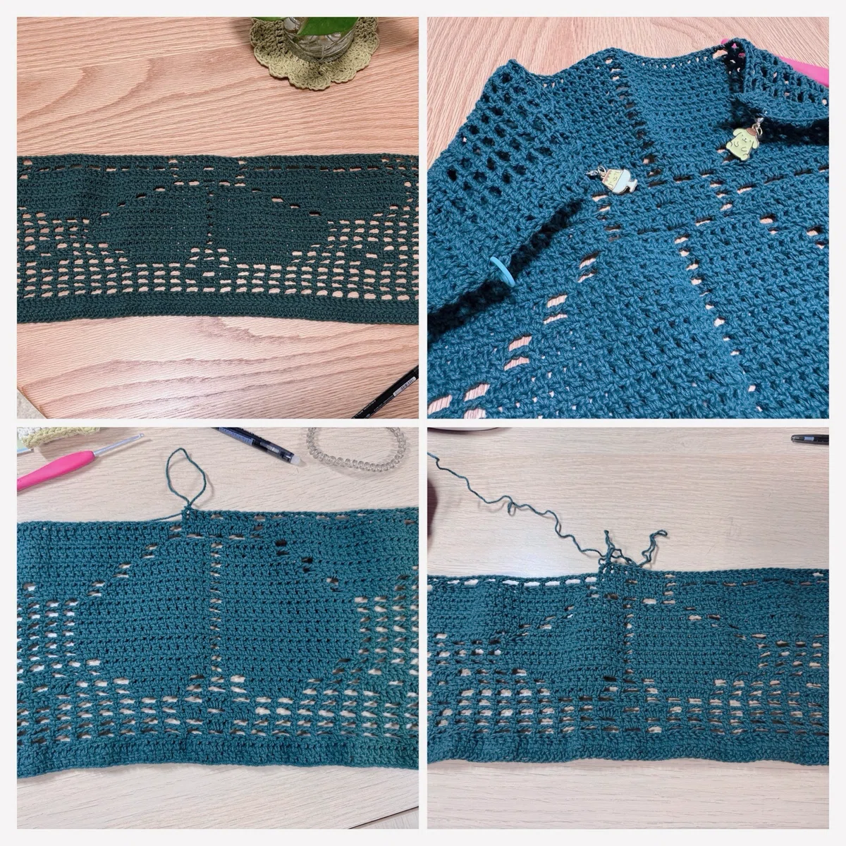 { Crochet } Filet Crochet Flower Motif Pattern｜ woolly forest ｜ りりんご