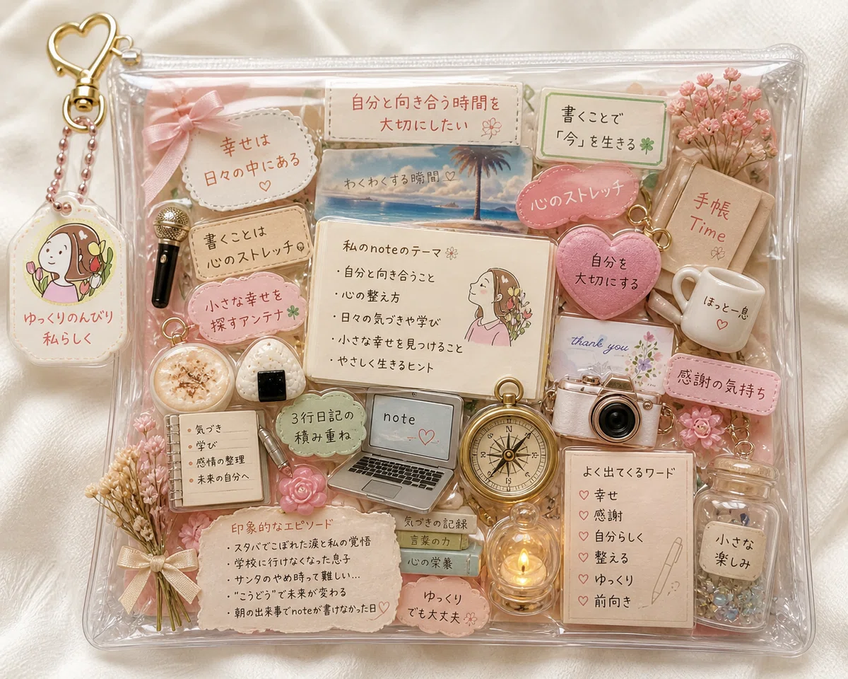 私のnote記事でガチャ詰めポーチを作ってみた話｜ののさん🌸ゆっくりのんびり私らしいnote