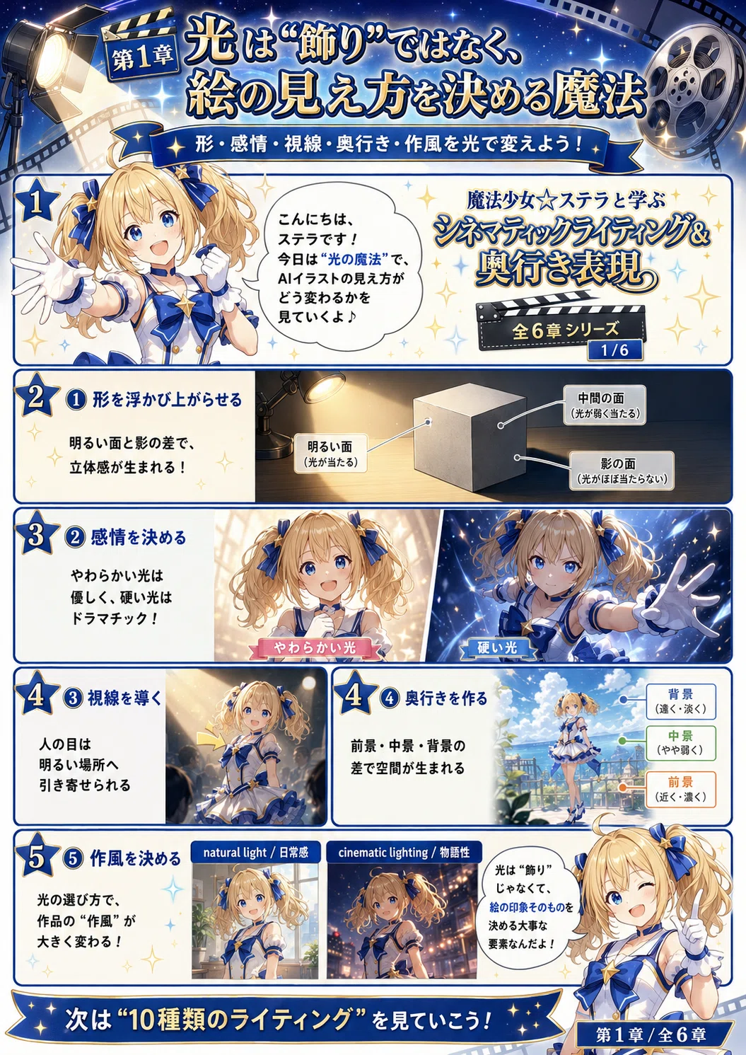 魔法少女☆ステラと学ぶ！ AIイラストを“映画みたい”に見せる光と奥行きの魔法｜シバやん＠ステラちゃん製作委員会