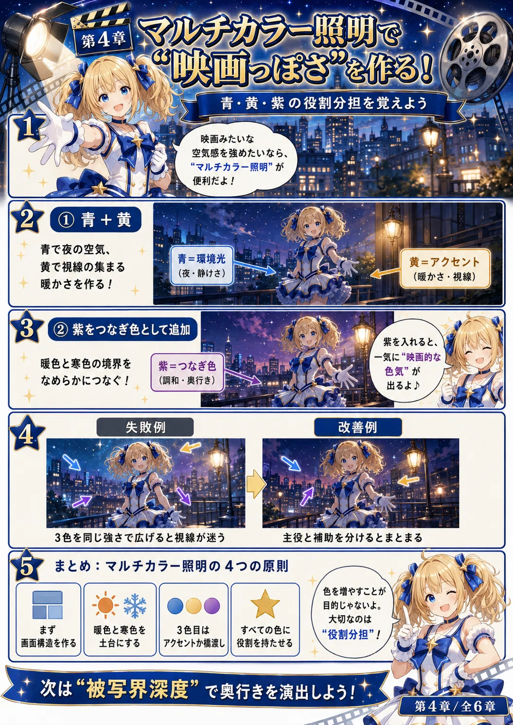 魔法少女☆ステラと学ぶ！ AIイラストを“映画みたい”に見せる光と奥行きの魔法｜シバやん＠ステラちゃん製作委員会