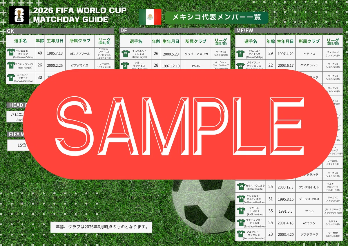 メキシコ代表メンバー 一覧｜2026W杯観戦ガイド