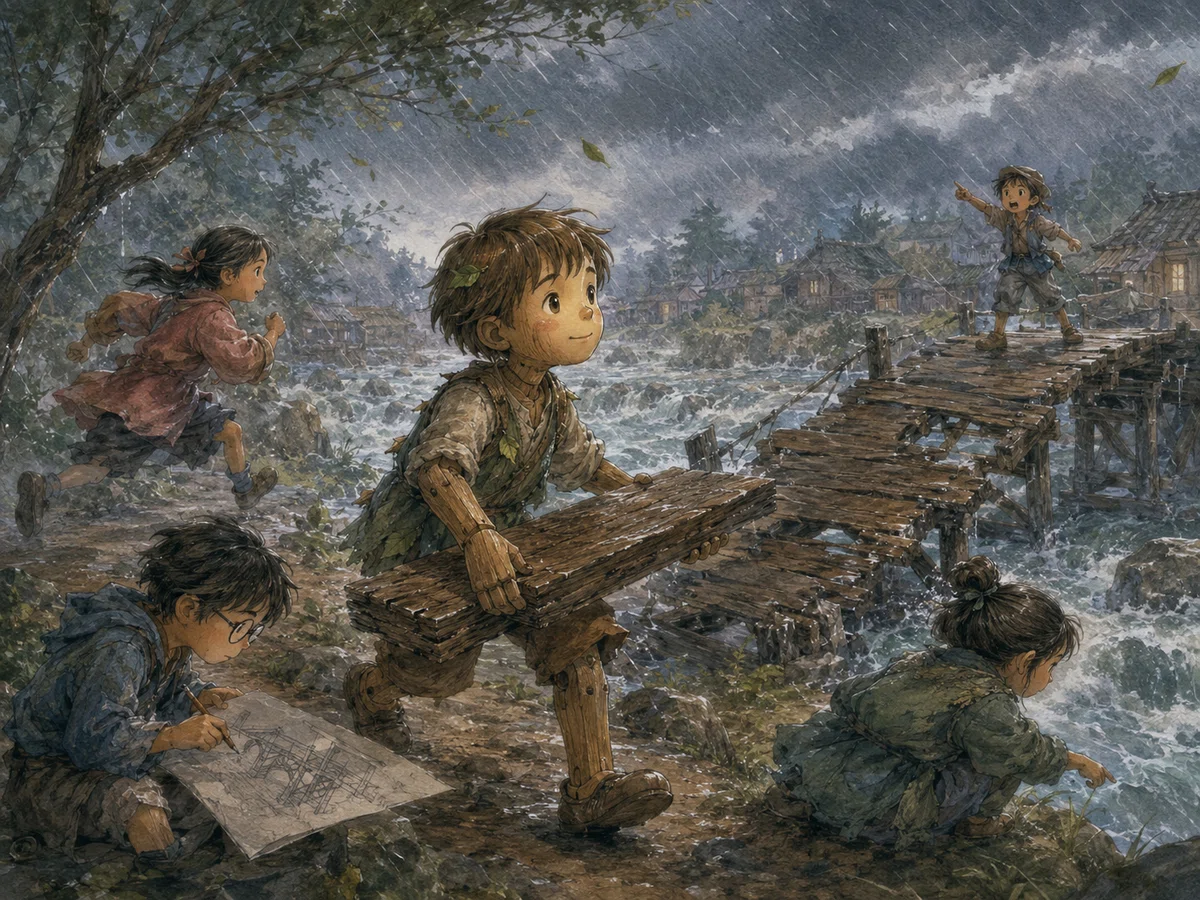 木の少年コトと、大雨の橋（Koto, the Wooden Boy, and the Rain-Soaked Bridge）｜You&P