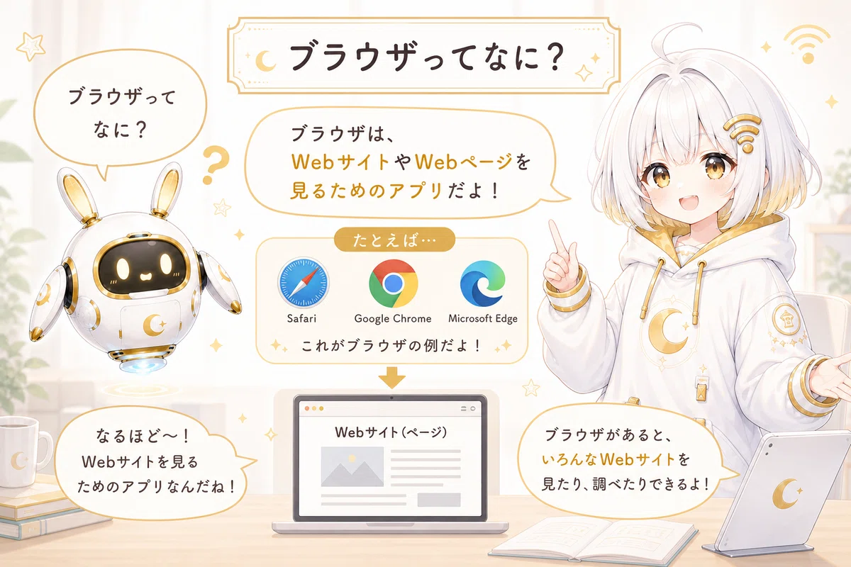 #04「ブラウザ」って、なんのこと？【月奈樹らむのふわっとIT用語解説】インターネットまわりの用語12選｜月奈樹らむ｜やさしいIT用語ナビゲーター