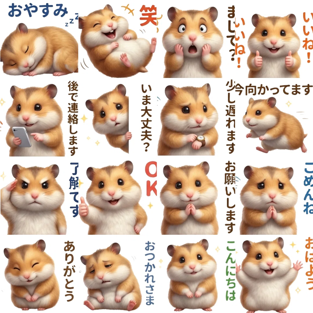 【新作】もふもふ可愛い「リアルなハムスターの日常スタンプ」をリリースしました！🐹🌻｜tetu
