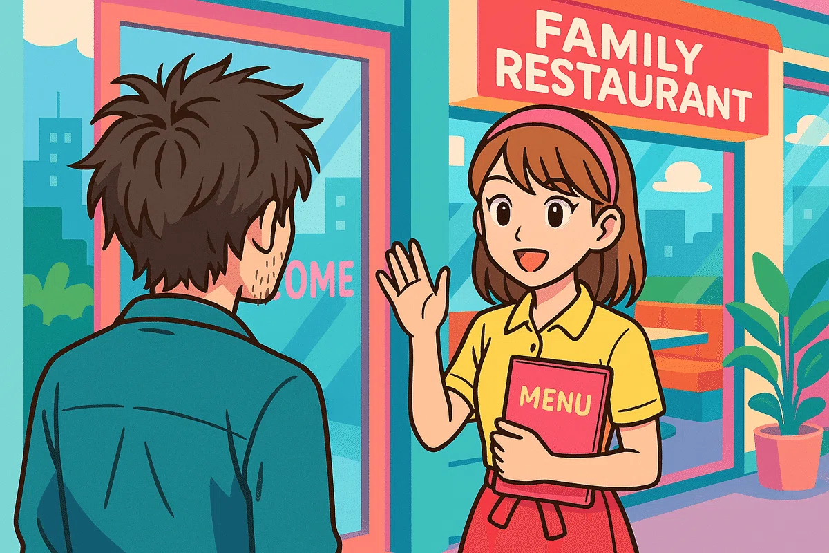 【4＋1コマ漫画】 ファミレス 〜ファミリー様｜炭火で3分