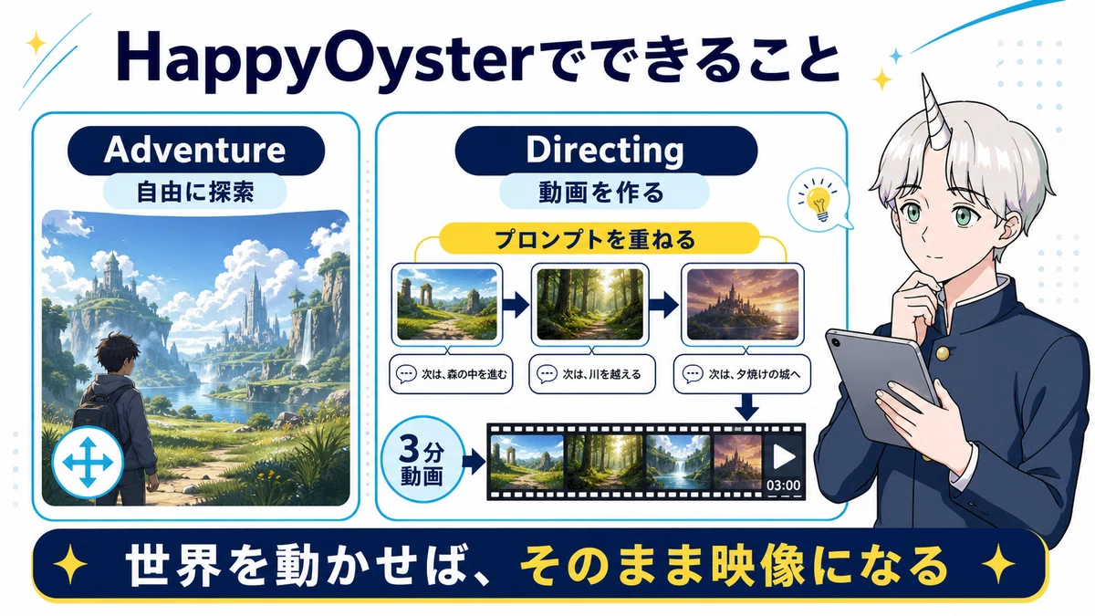 ワールドモデルの時代が来る。最新AIのHappyOysterを触ってみた｜Fujin