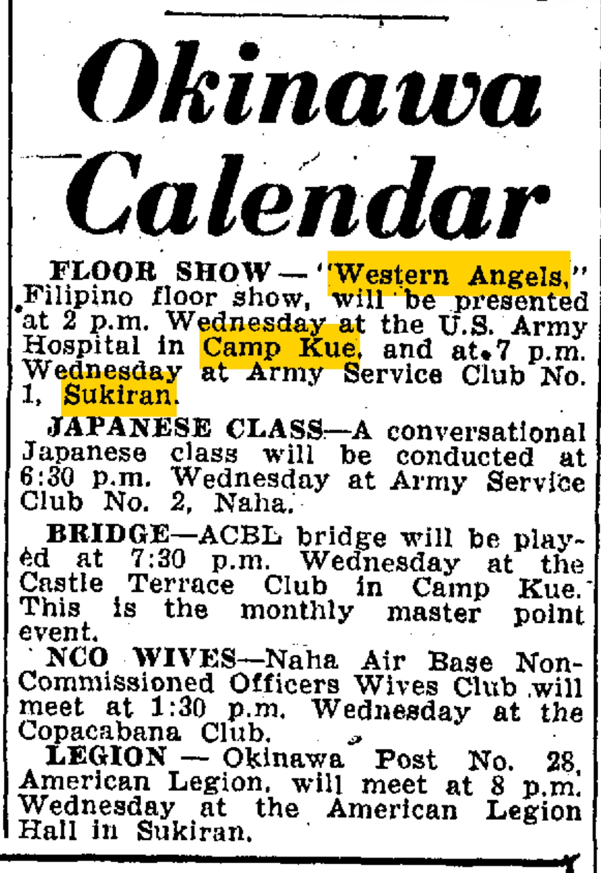 WANTED!....謎の『The Western Angels』① 『Pacific Stars & Stripes』紙に掲載された記事群 ...