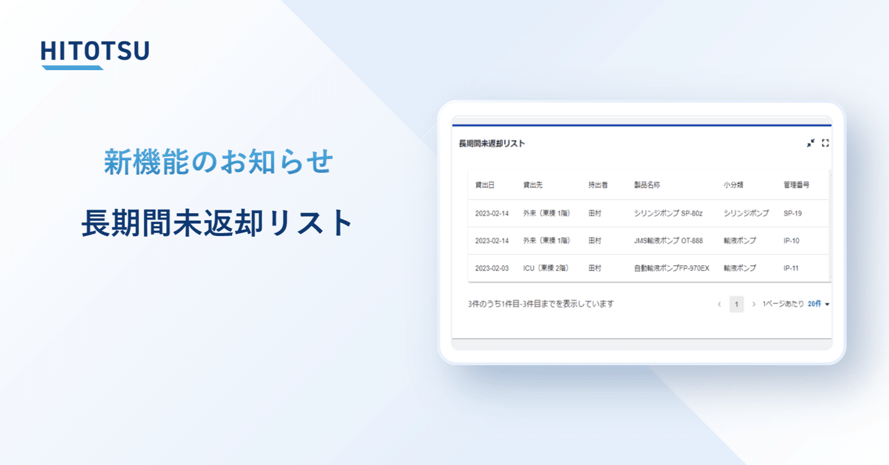 \新機能紹介／ 長期間未返却リスト｜HITOTSU 公式note