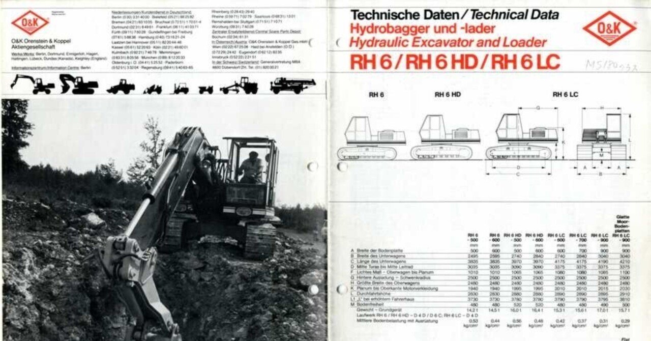 O&K Technische Daten_Technical Data Hydrobagger und-lader Hydraulic Excavator and Loader RH6 ...