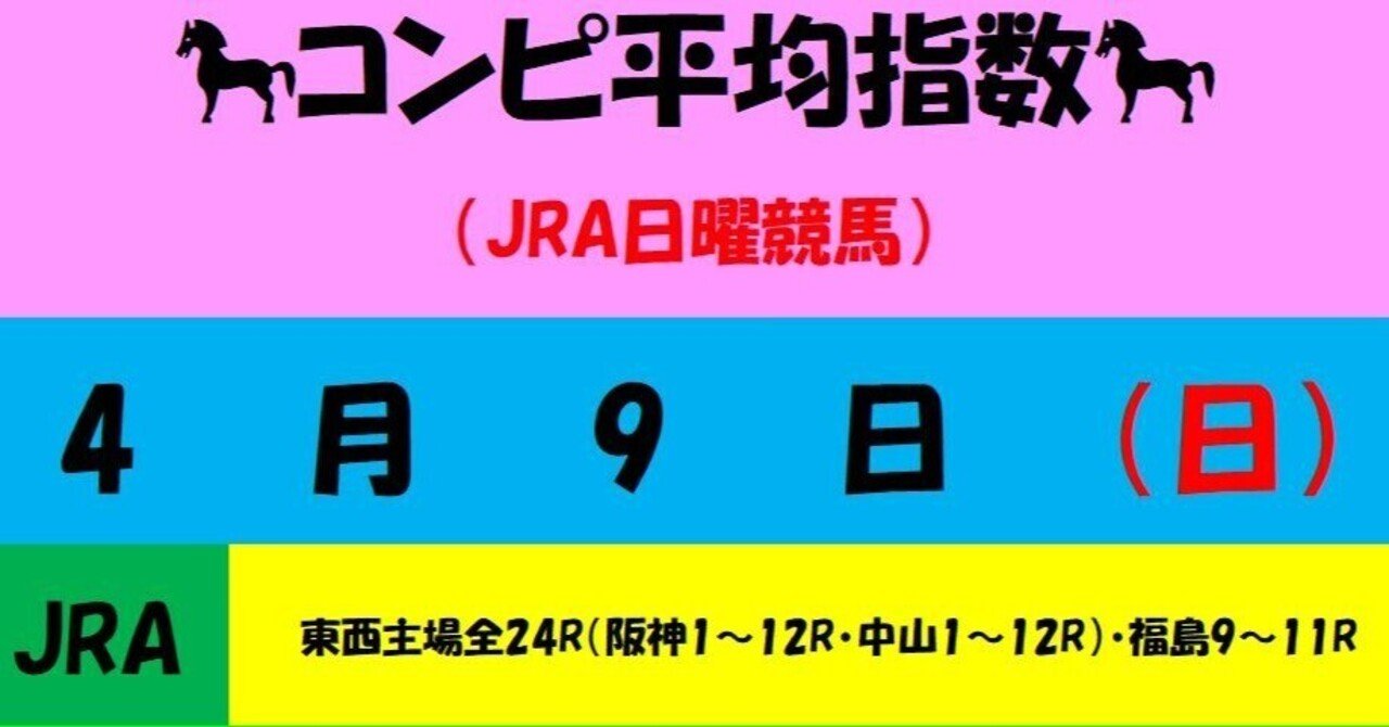 4/9（日）阪神1～12R（桜花賞＜G1＞・忘れな草賞＜L＞等）・中山1～12R（京葉S＜L＞等）・福島9～11R（モルガナイトS等） コンピ平均指数【軸馬選びにも消し馬選びにも参考になる指数 ...