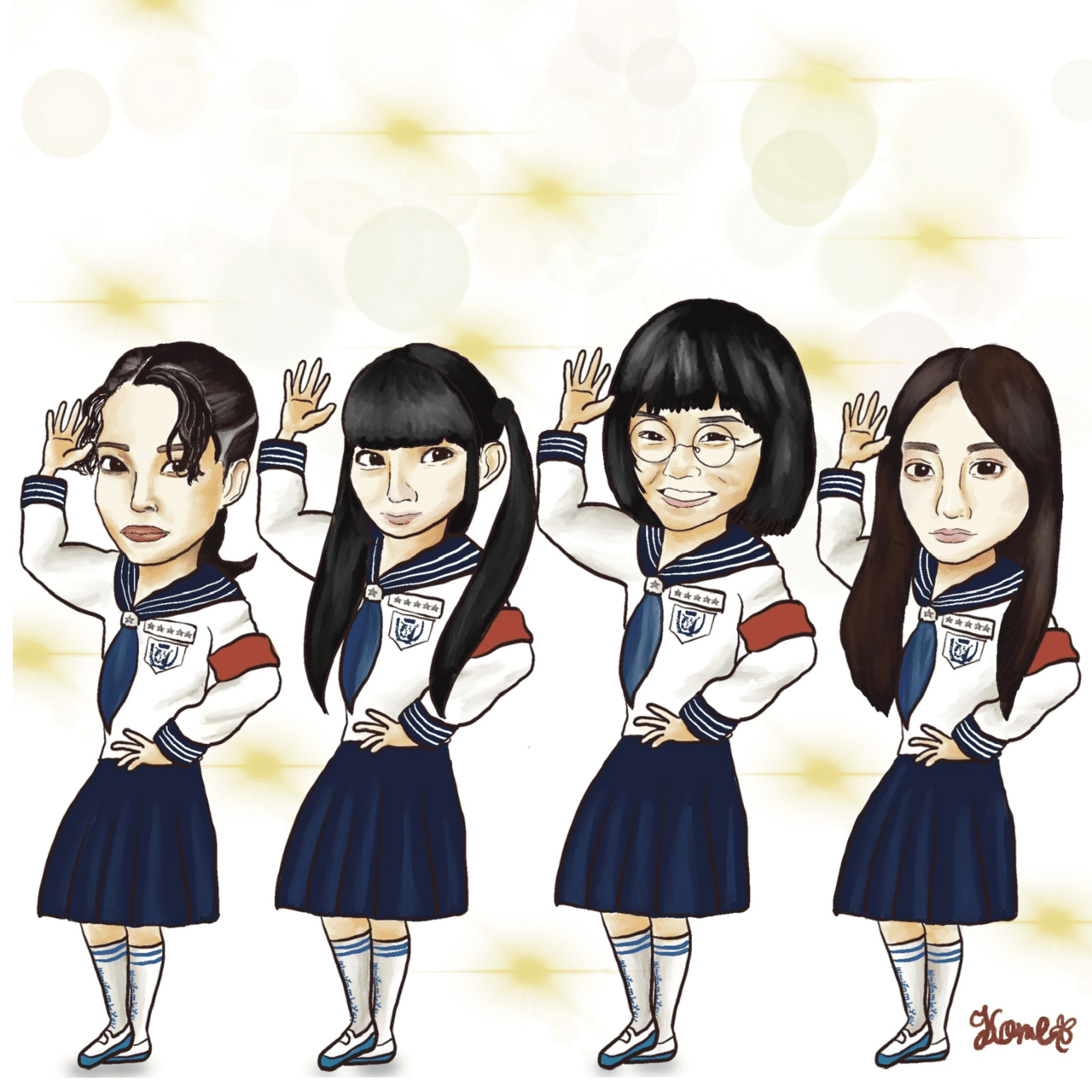 似顔絵イラスト 新しい学校のリーダーズ｜kome
