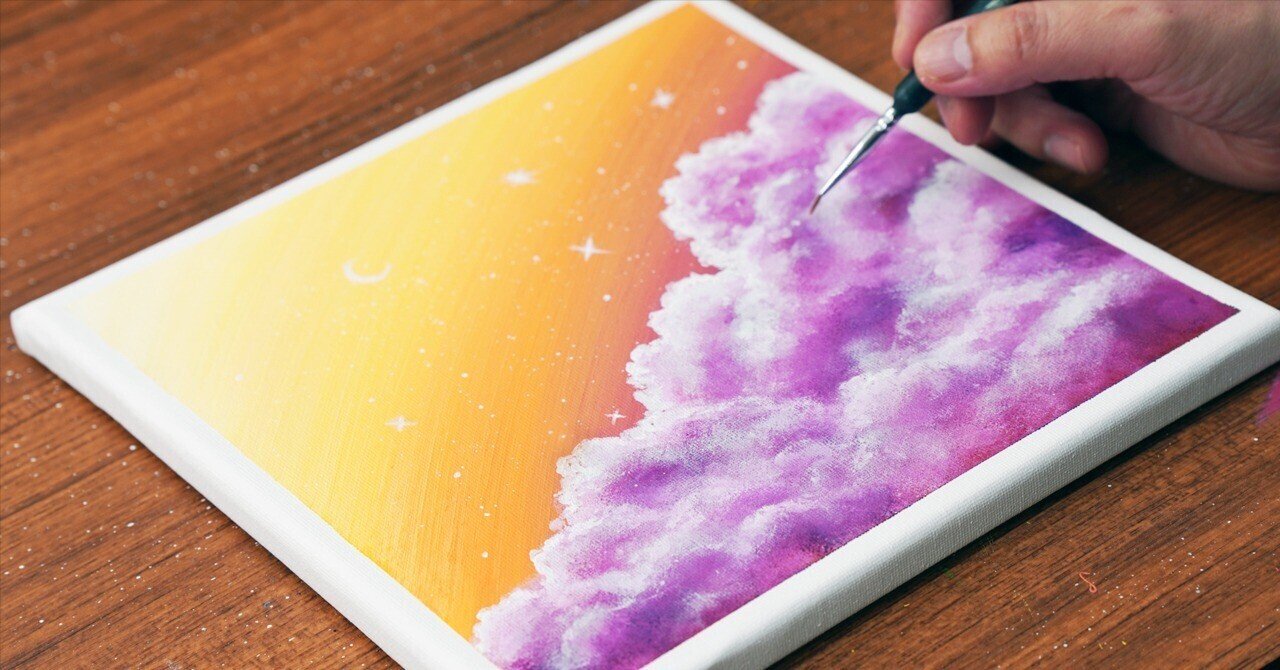 アクリル絵の具で「綿飴みたいな雲」を描いてみた｜junya_art｜note