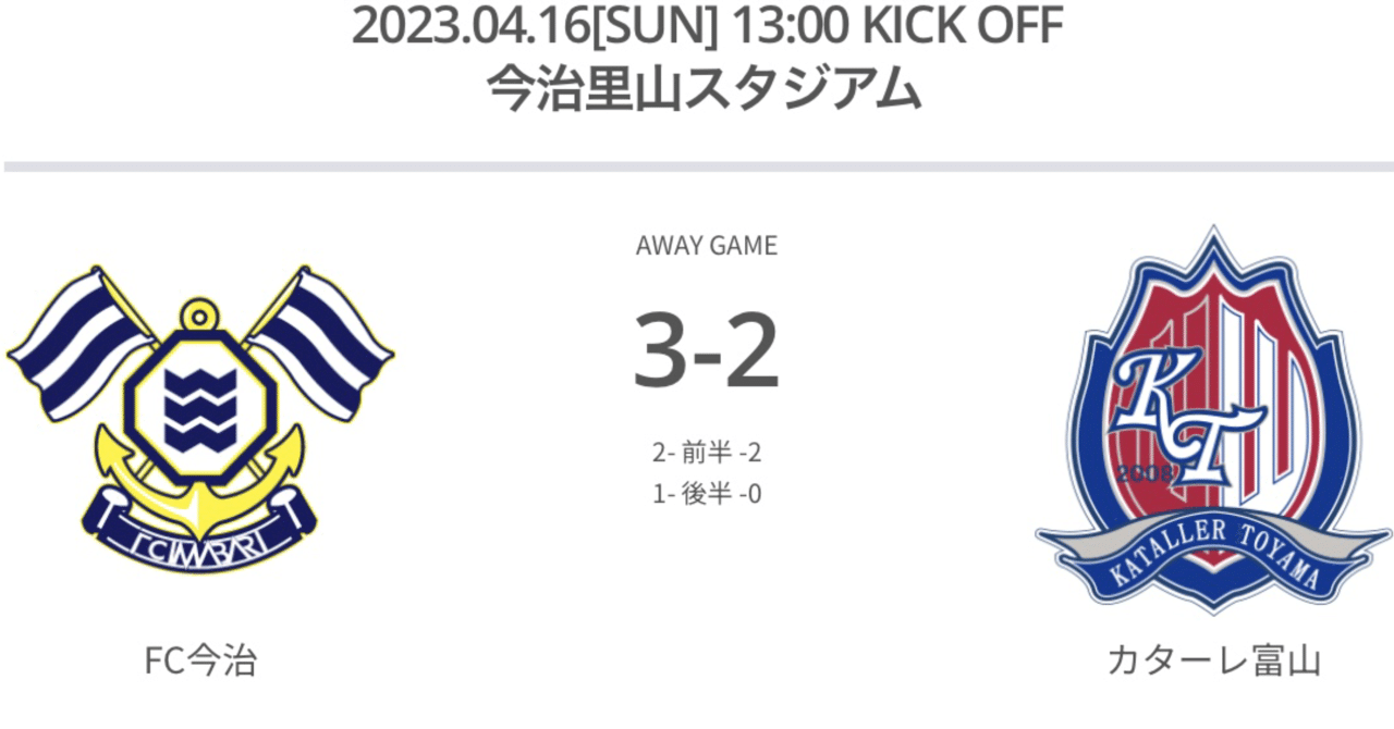 問題は攻められ続けたこと 2023 J3リーグ第7節 FC今治 対 カターレ富山(2023/4/16(日))｜さば（カターレ富山を全力応援）｜note