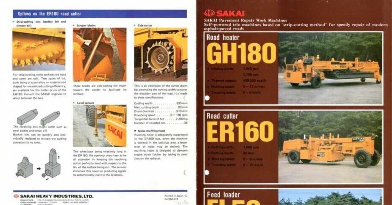 SAKAI HEAVY-INDUSTRY Road heater GH180 Road cutter ER160 Feed loader ...