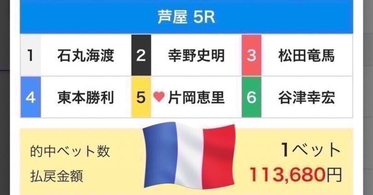 芦屋5R 10:26【💯㊗️完璧な狙い方💯㊗️】｜万舟皇帝@プロの競艇予想屋🇫🇷｜note