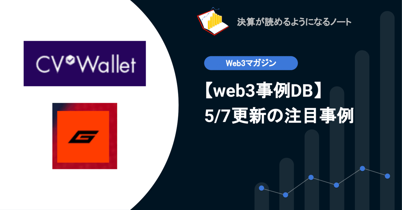【web3事例DB】5/7更新: web3を活用したスマート履歴書を実現するCV Wallet、NFTサッカービデオゲームGoals等｜決算が ...