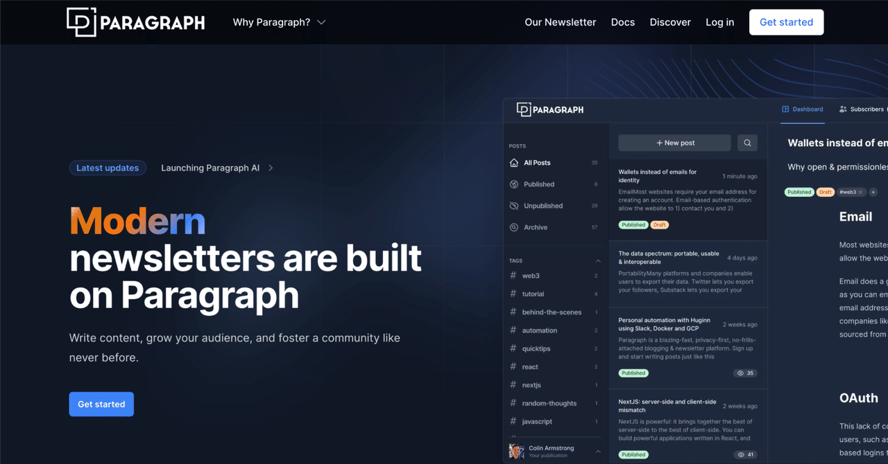 【Paragraph】web3版Substack / Twitterと戦争中のSubstackから乗り換えるならParagraphか、、？｜mitsui @web3リサーチャー