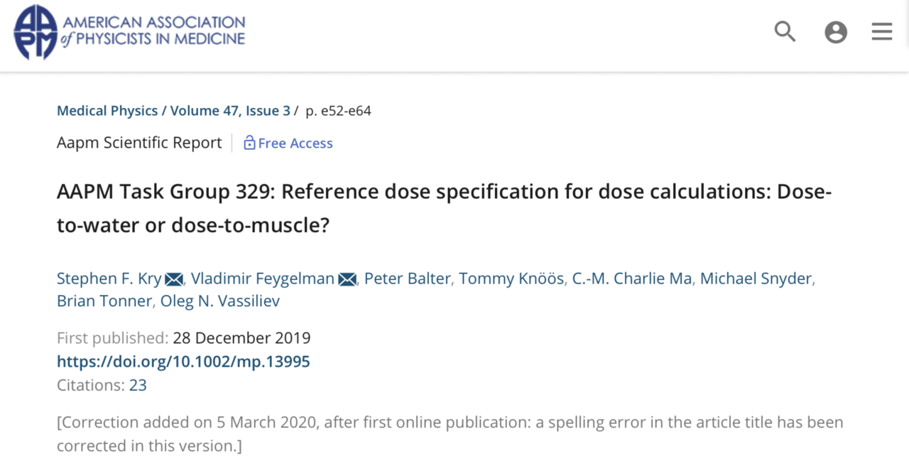 ”AAPM Task Group 329: Reference dose specification for dose ...